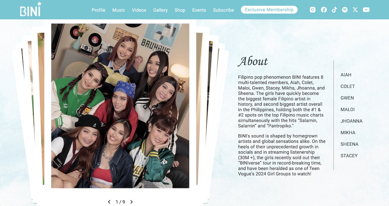 Bini launches official site, merch, and exclusive membership ...